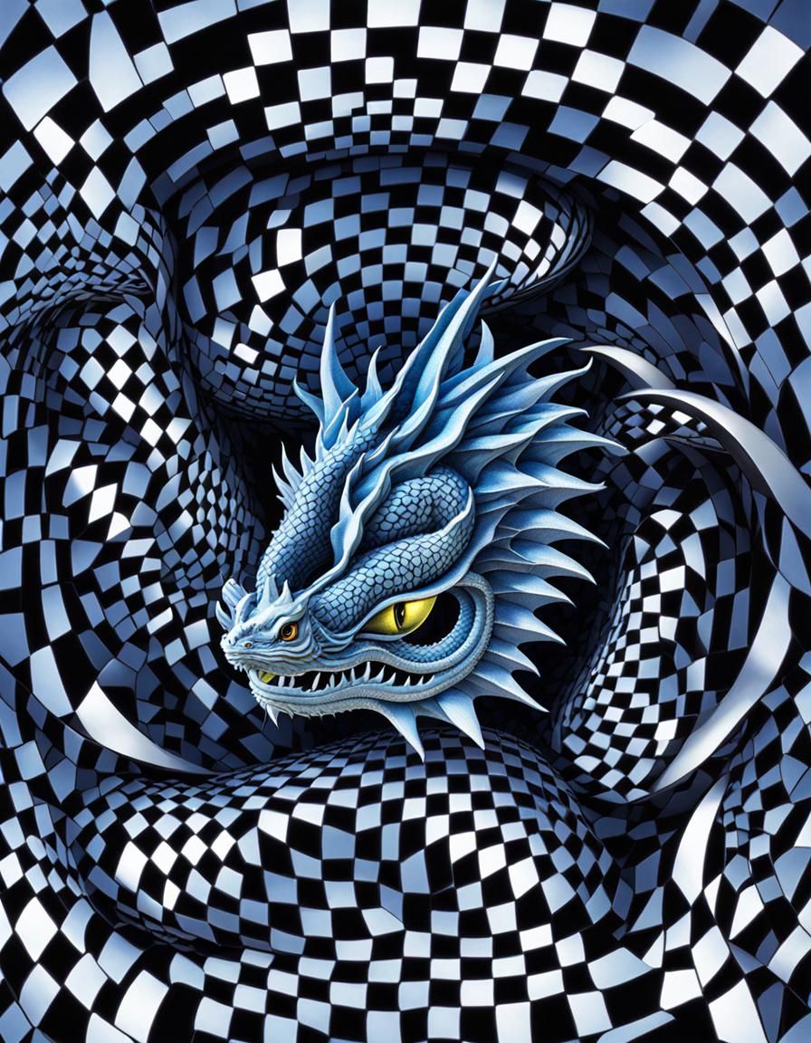 Optical Illusion Dragon - AI Generated Artwork - NightCafe Creator