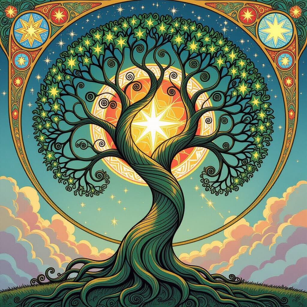 The Solar Sap of Jörmungandr - Art Nouveau Dyson Tree Around...