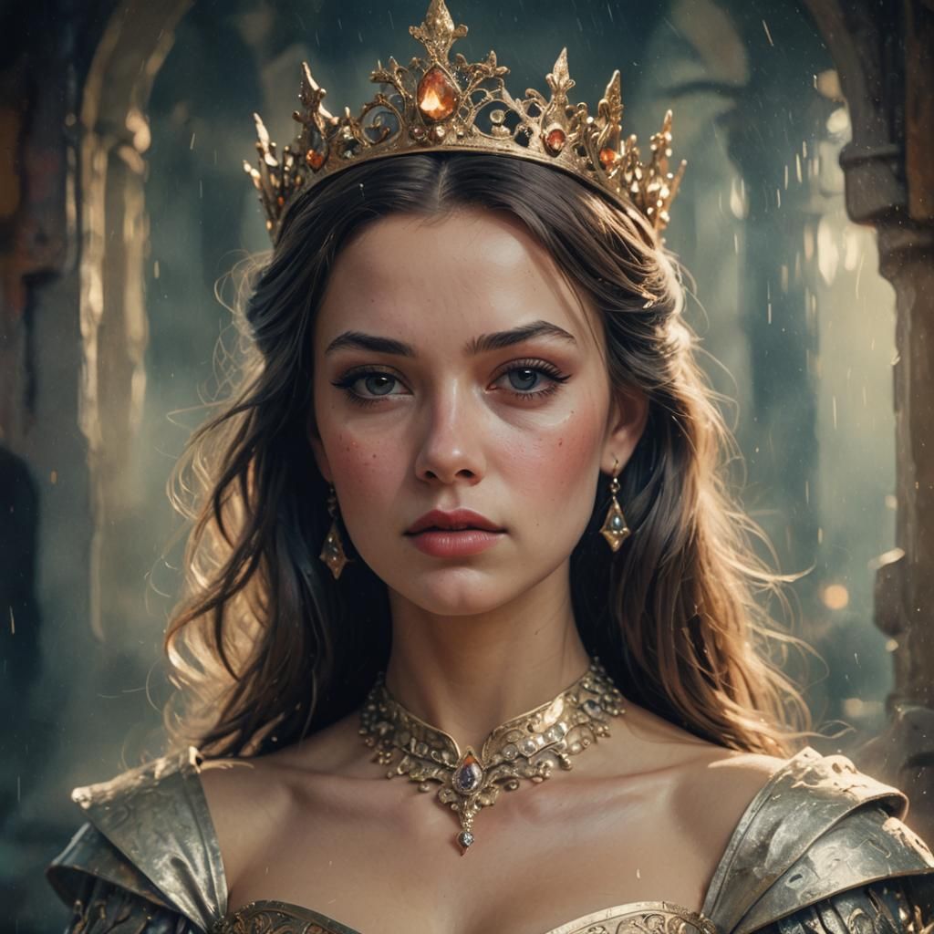 pulp fantasy princess portrait detailed -subject- digital painting, visible brushstrokes, flat ...