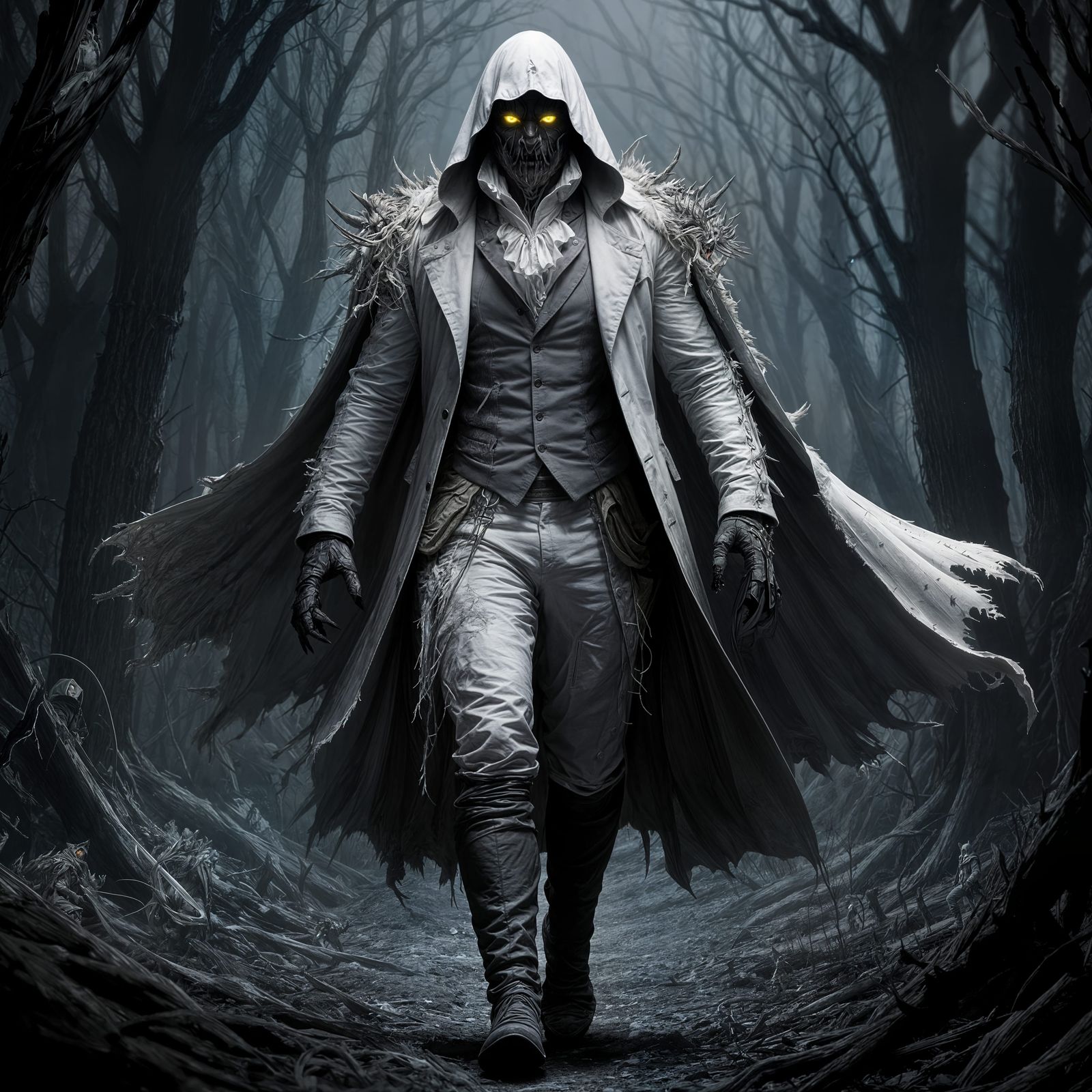 Corrupted Beast Hunter in Haunting Shadows - AI Art