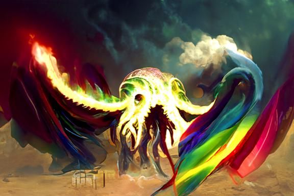 eldritch fire rainbow cthulhu - AI Generated Artwork - NightCafe Creator