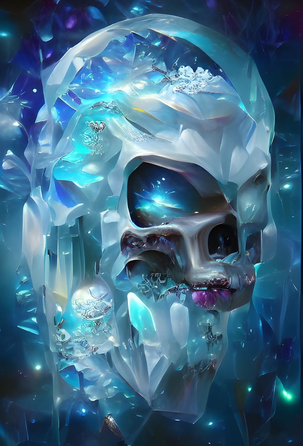 Icy cold crystals funky skull by Greg Rutkowski - AI Generated Artwork ...