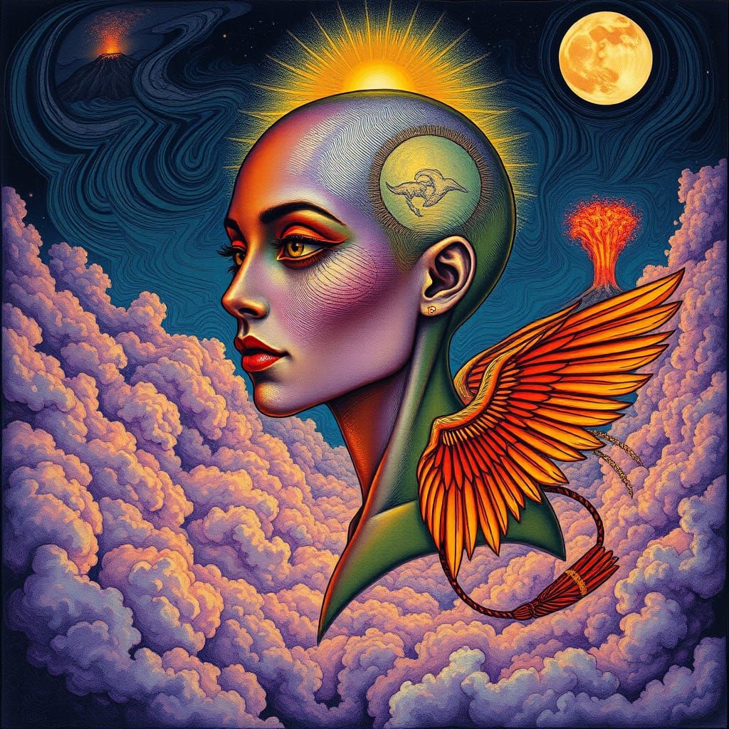 Durer-style painting of a spiritual experience. A beautiful ethereal ...