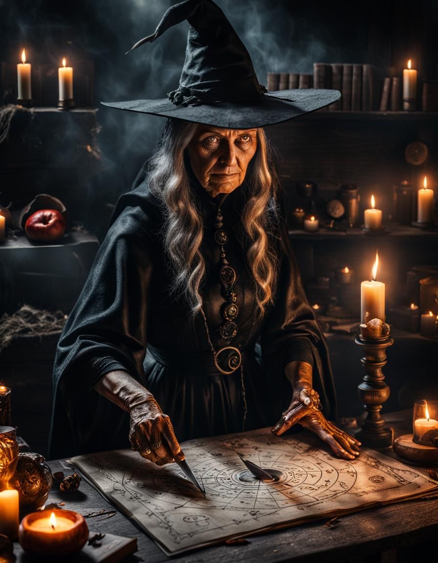 Witch Teaching Magic - AI Generated Artwork - NightCafe Creator