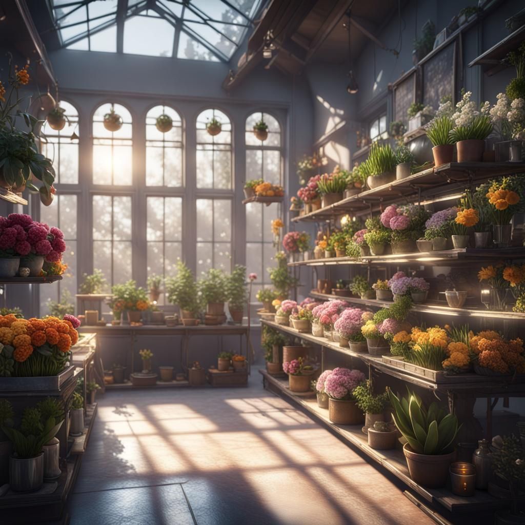 a flower shop - AI Generated Artwork - NightCafe Creator