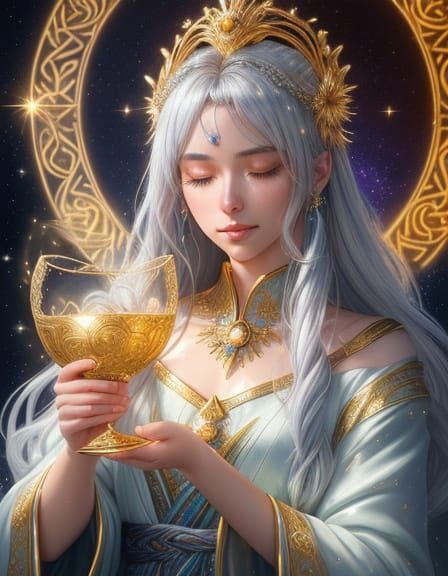 Celestial Maiden in Glowing Regalia - AI Art