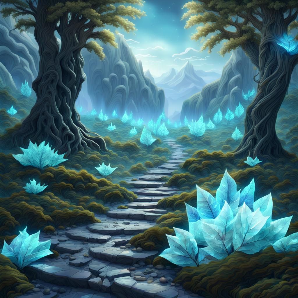 alien landscape glowing leaf - AI Generated Artwork - NightCafe Creator