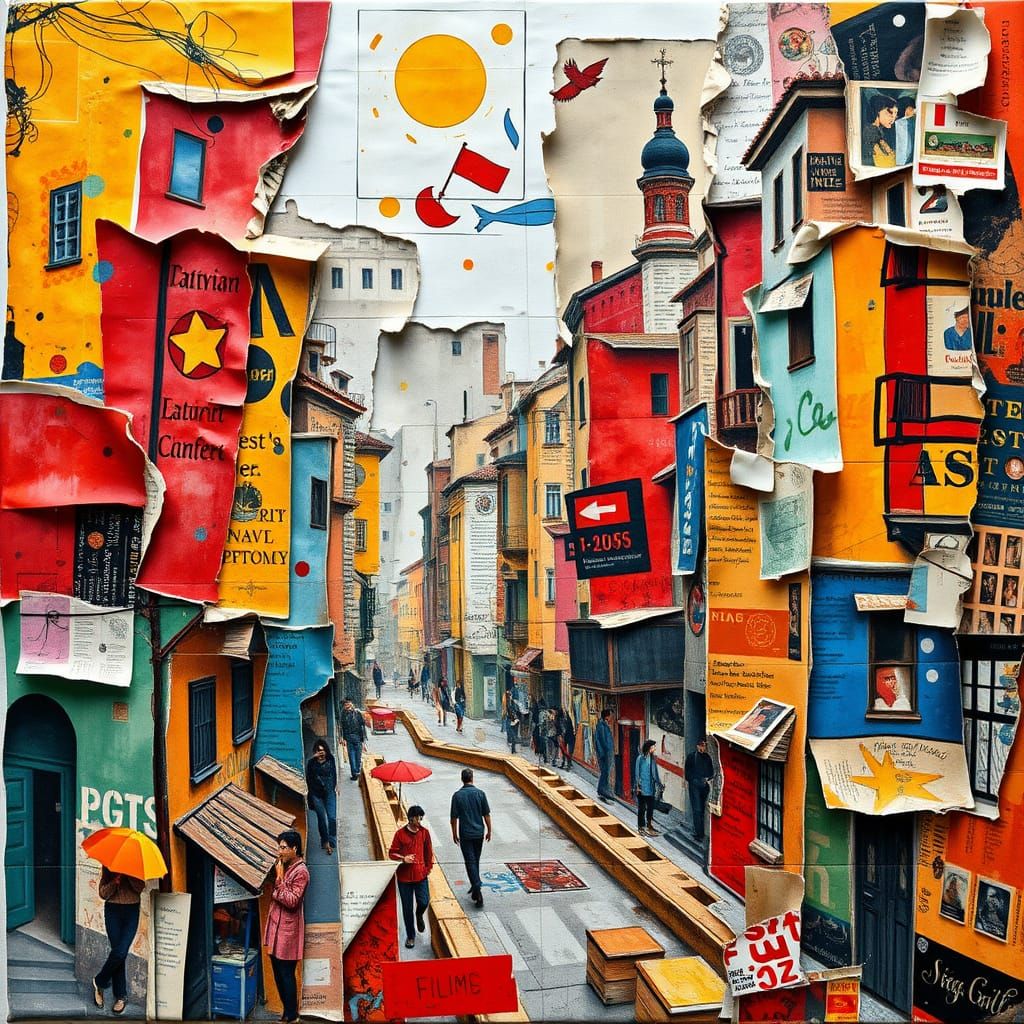 Collage - Mixed Media Masterpiece in Impressionist Style