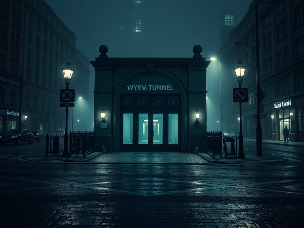 Dark Fantasy Wyrm Tunnel Metro Station in Gothic S... - AI Art