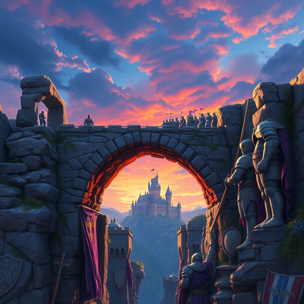 Majestic Rock Arch Connects Two Fantastical Kingdo... - AI Art