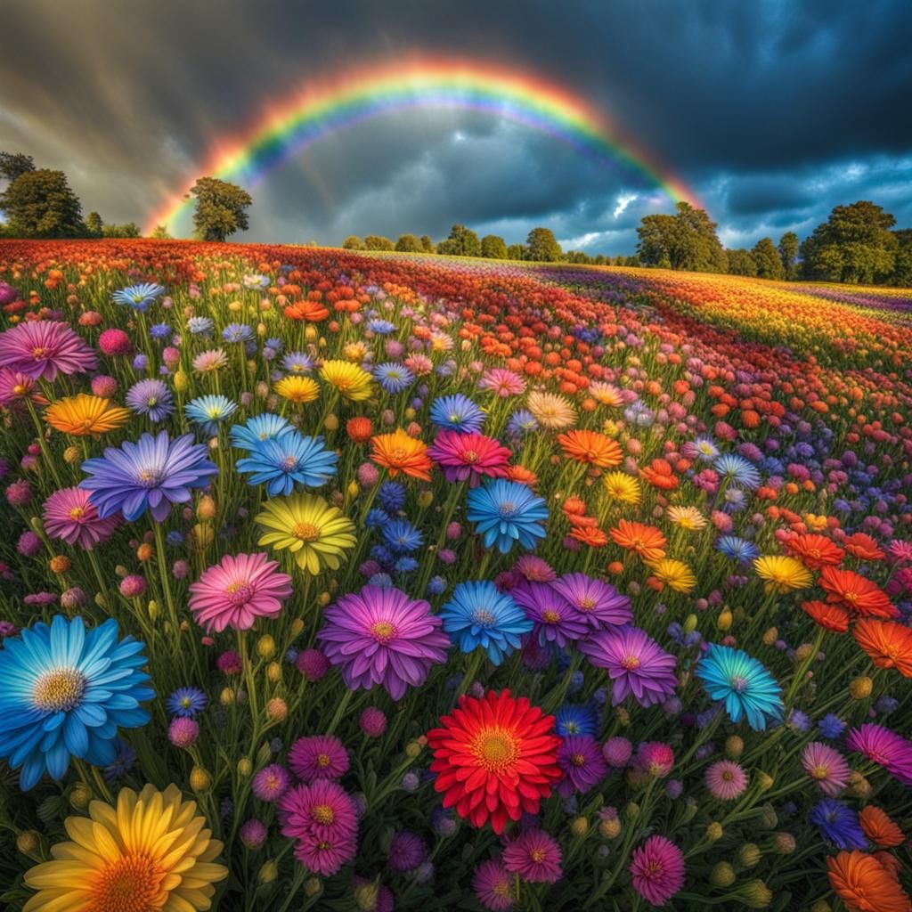 A field of beautiful rainbow flowers - AI Generated Artwork - NightCafe ...