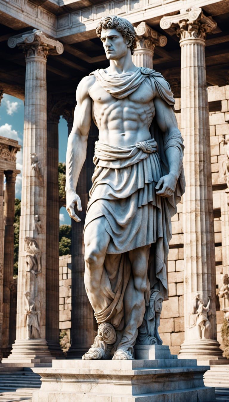 Greek-Roman Statue - Classical Roman Statue in a Greek Temp...