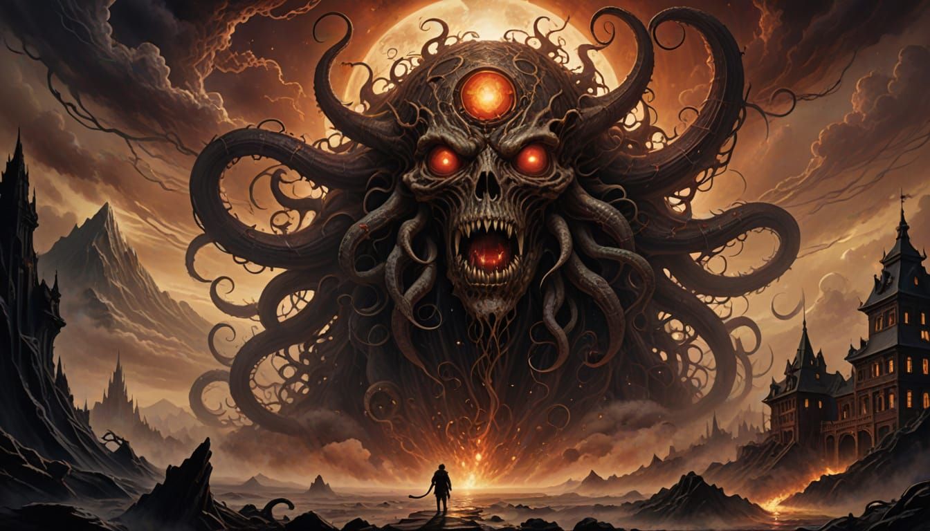 Eldritch Creature in Mystical Realm in Lovecraftia... - AI Art