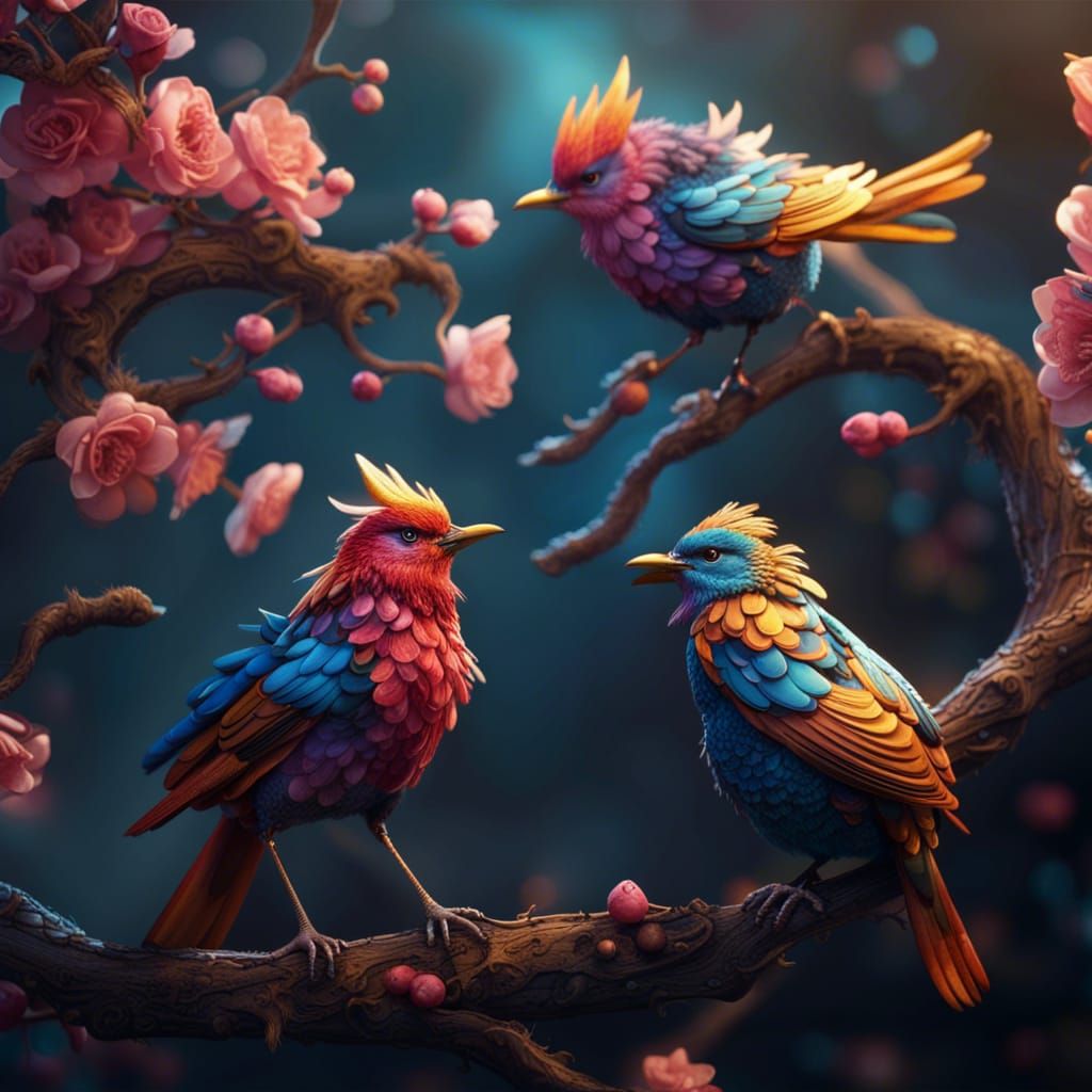 Singing birds - AI Generated Artwork - NightCafe Creator