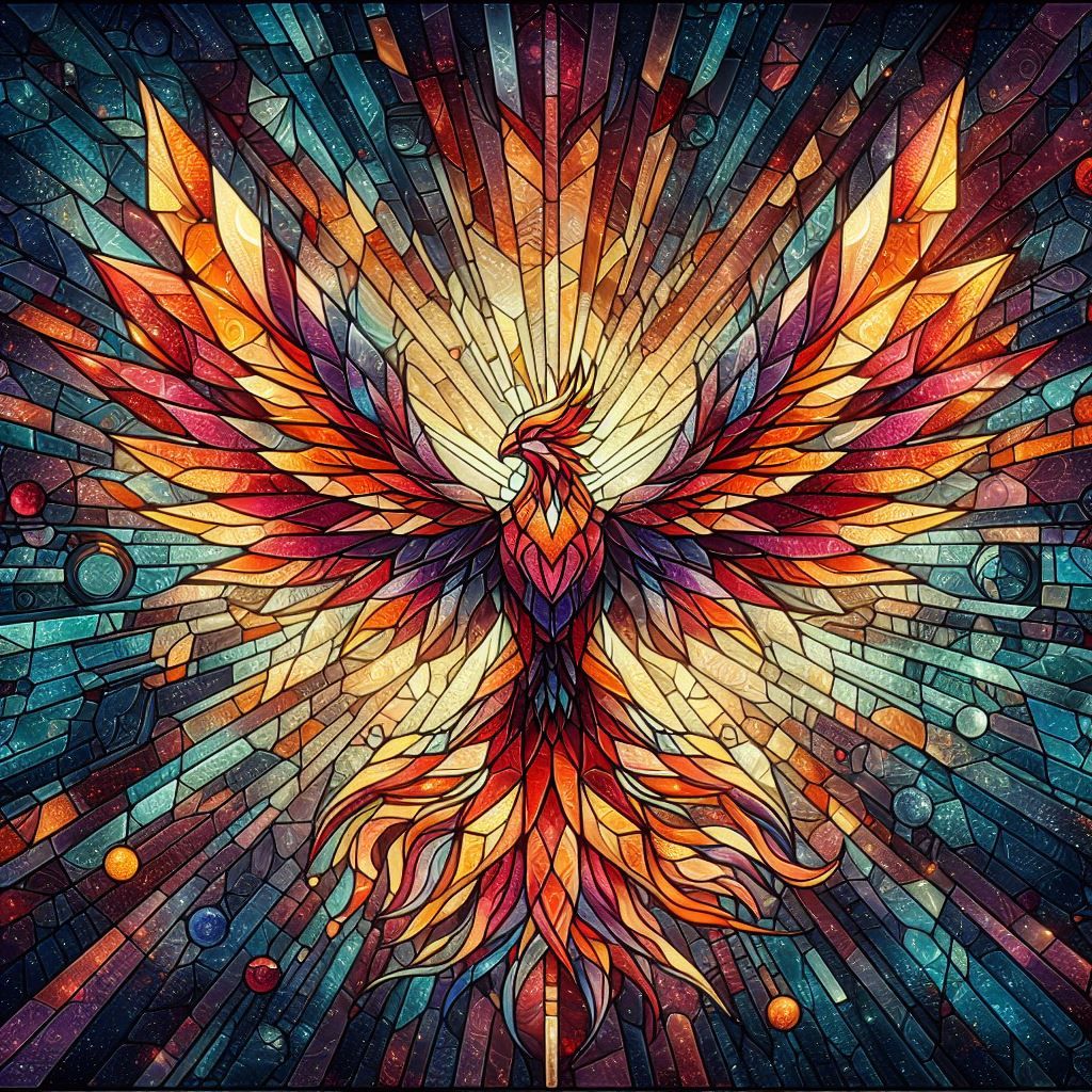 Stained glass phoenix - AI Generated Artwork - NightCafe Creator