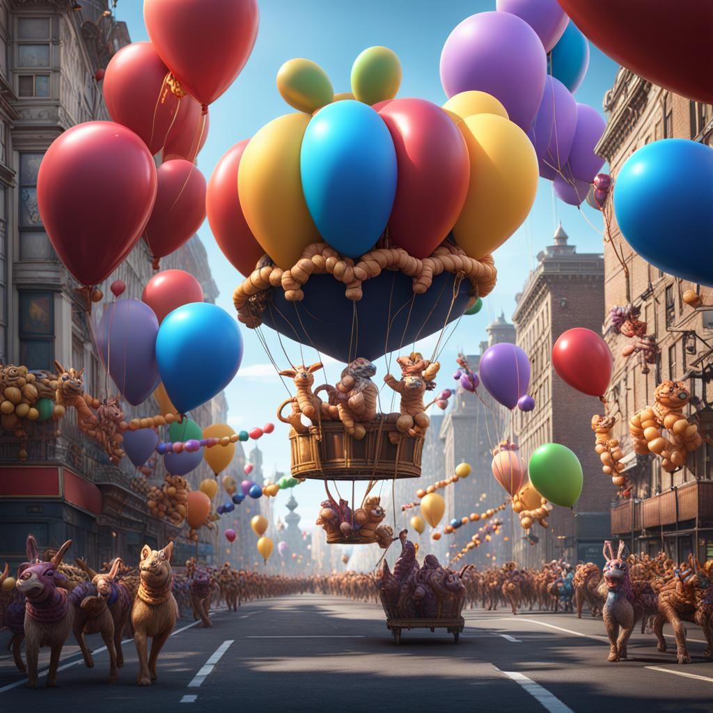 balloon animals, floats for a parade, all the balloon animals - AI ...
