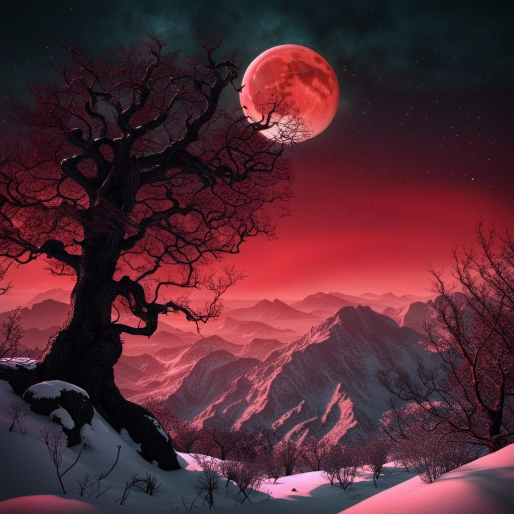 Blood Moon Rising 2 - AI Generated Artwork - NightCafe Creator