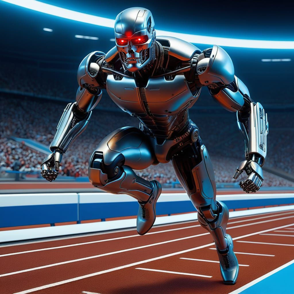 T-800 sprinter - Cybernetic Athlete in Futuristic Hurdles