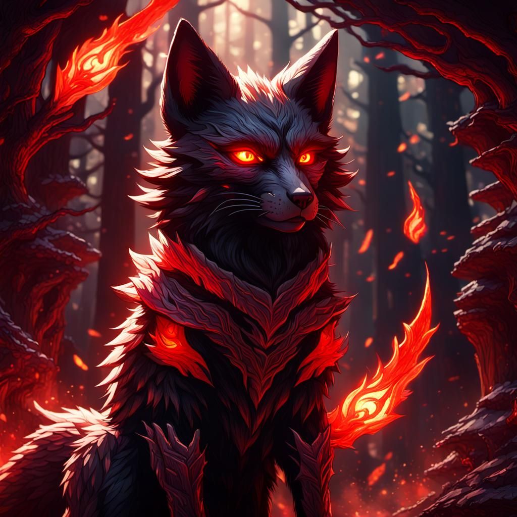 Fire kitsune - AI Generated Artwork - NightCafe Creator