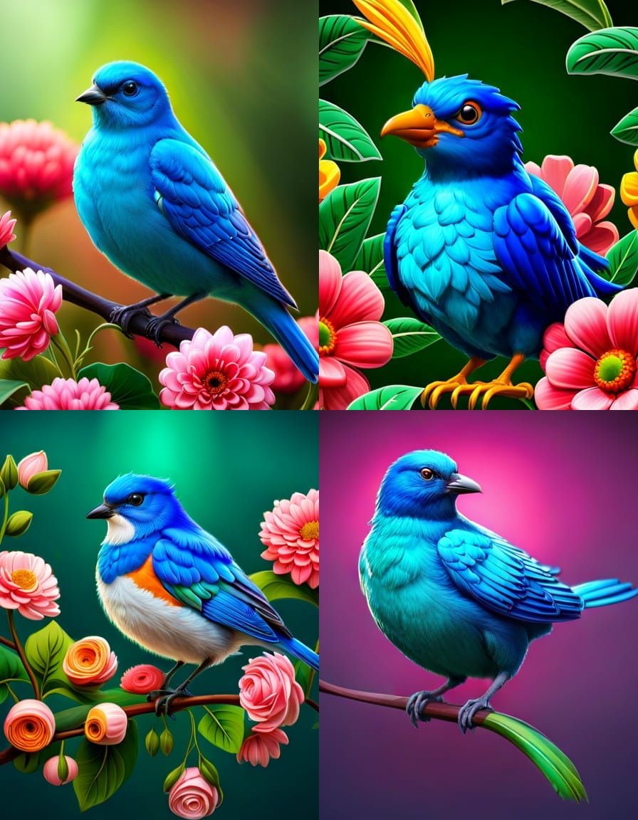 My Open Prompt: Ornate Blue Bird - AI Generated Artwork - NightCafe Creator