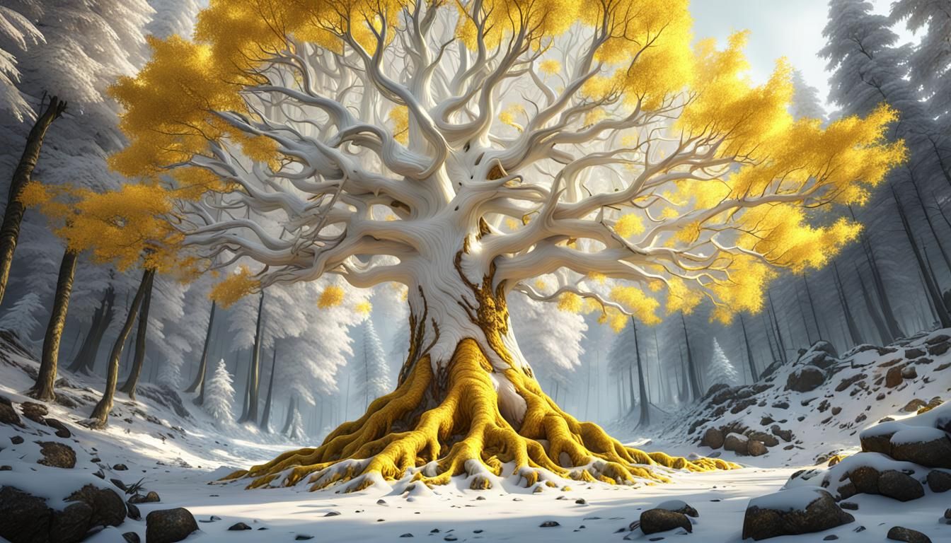 Winter white tree - AI Generated Artwork - NightCafe Creator