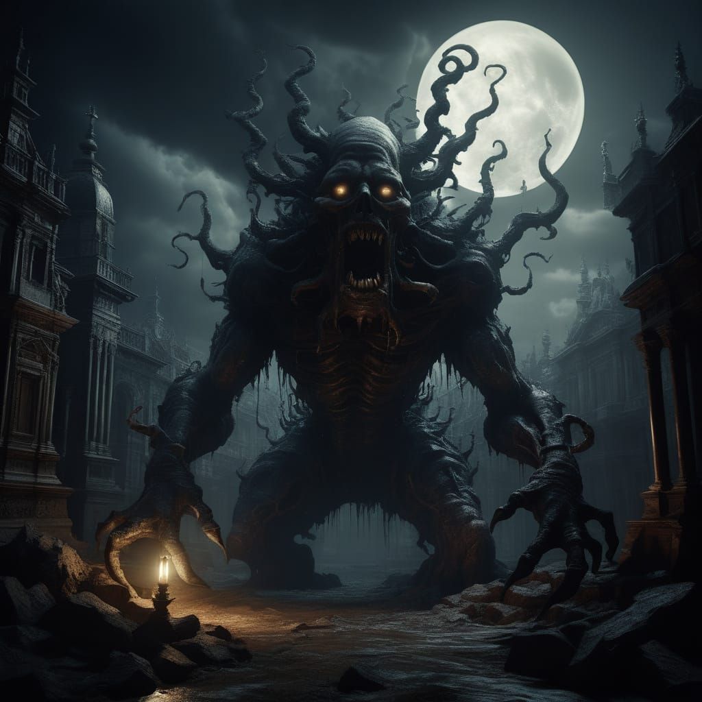 Grotesque, Surreal Feast in a Dark, Distorted Land... - AI Art