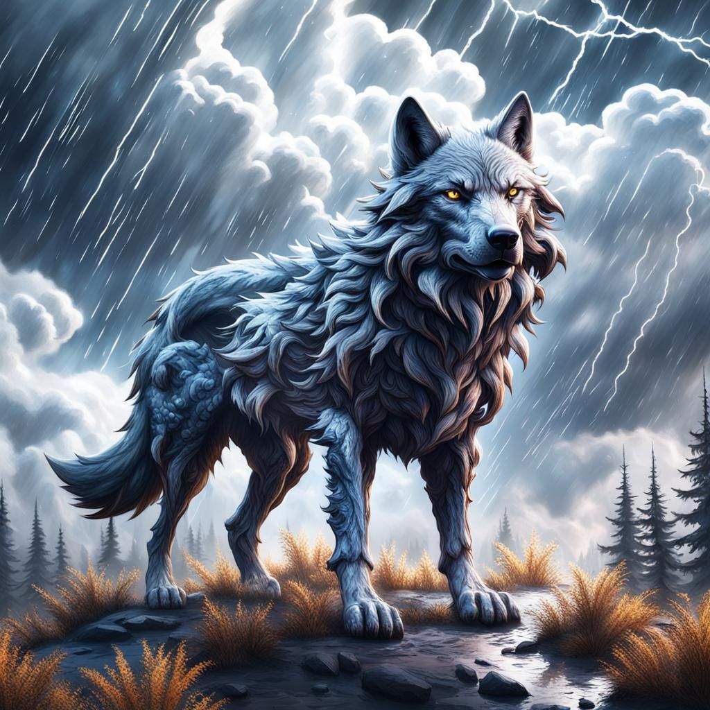 WOLF MADE FROM CLOUDS IN A THUNDERSTORM - AI Generated Artwork ...