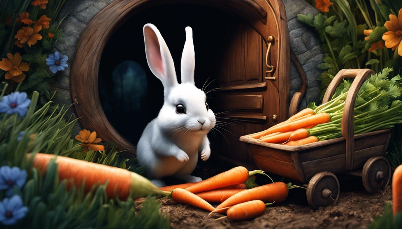 Rabbit opened the door and just knew the carrots were a gift from mouse ...