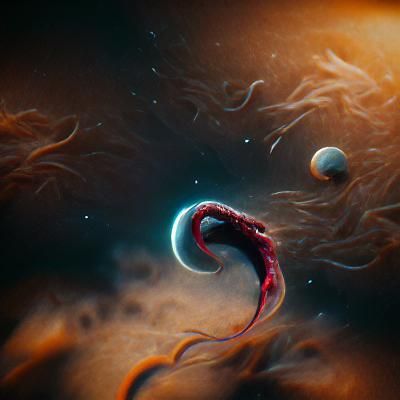 Malevolent eldritch parasite drifting towards a planet in space ...