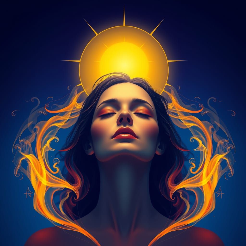 Sacred Aroma Card 19: Guiding Light in Ethereal Ha... - AI Art