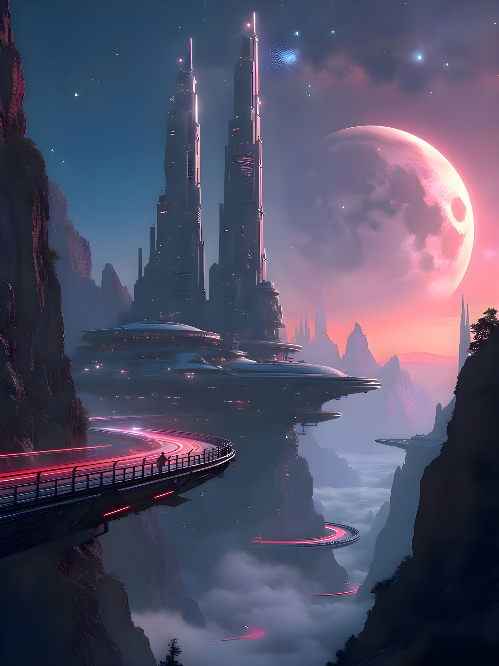 A intergalactic cyberpunk city spacecraft, cyberpunk galaxy , beautiful ...