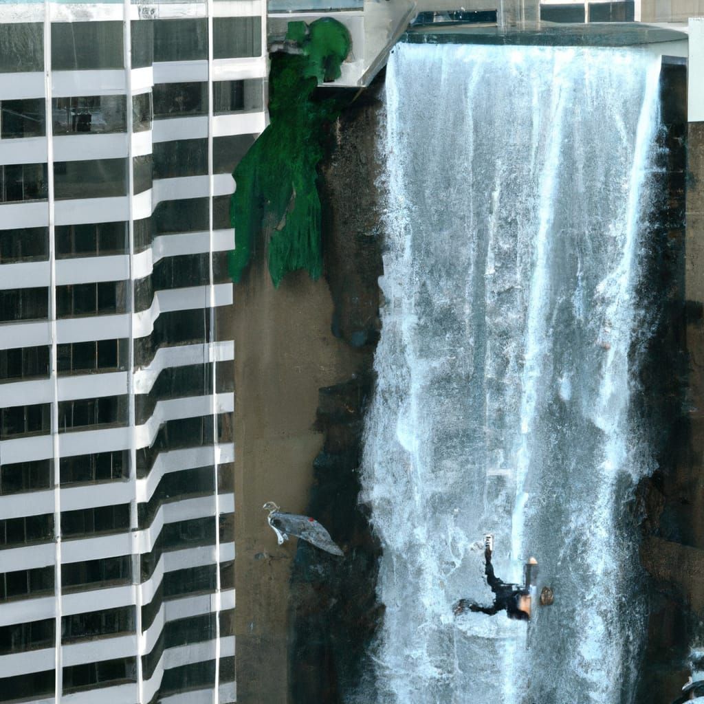 Hans Gruber falls from the roof of Nakatomi Plaza, intricately detailed ...