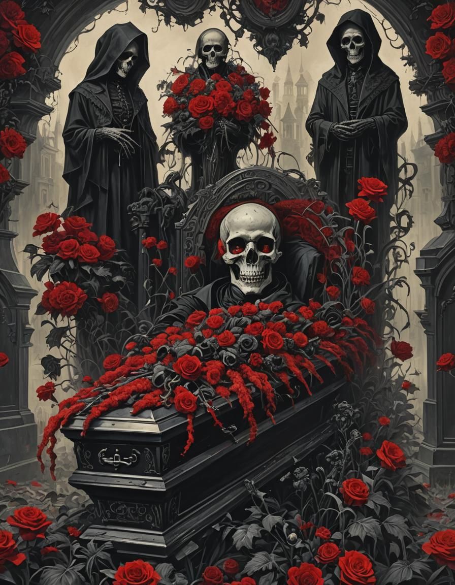 victorian funeral death black flowers coffin gothic horror black and ...