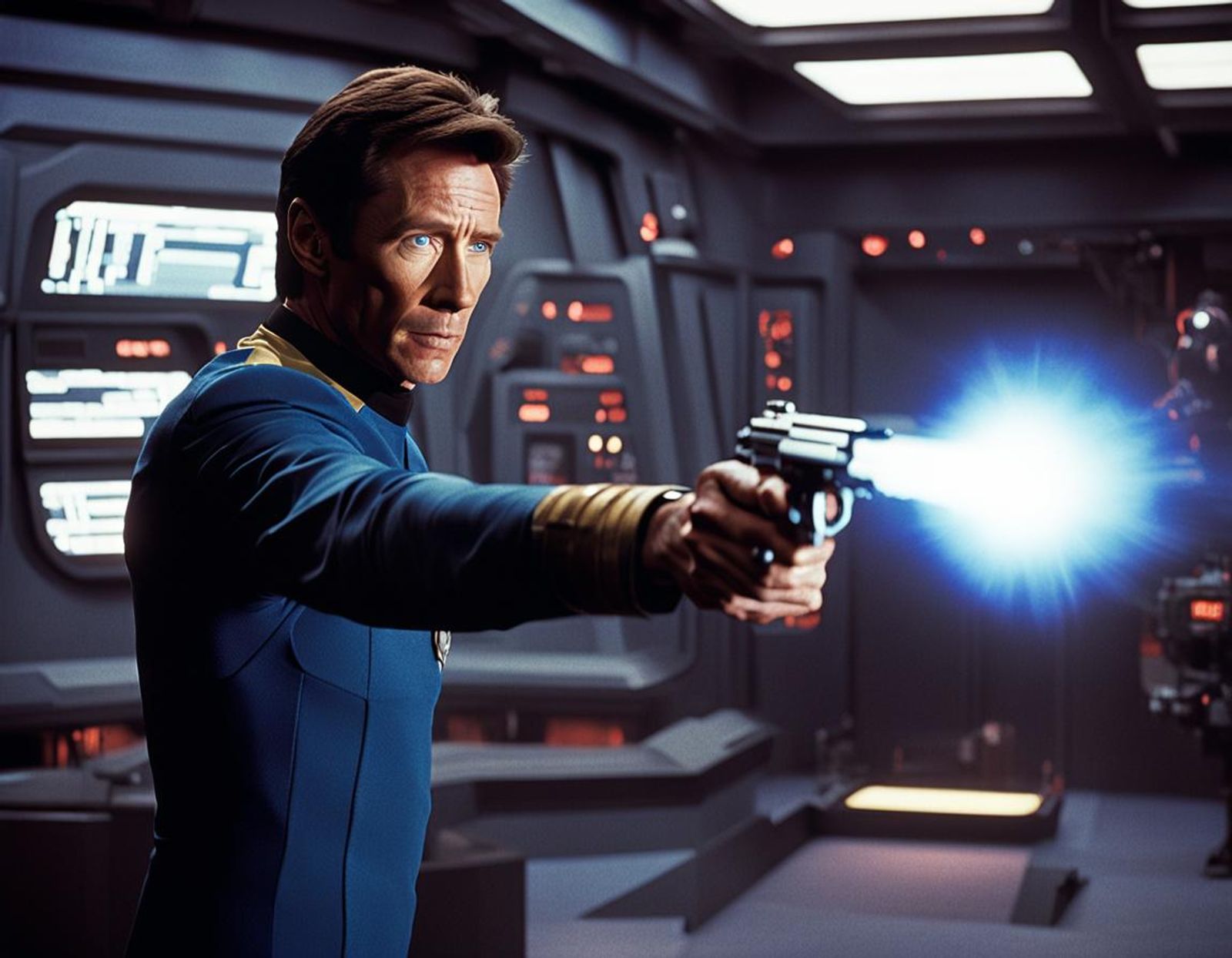 Star Trek Enterprise - Malcolm Reid (Dominic Keating) firing a phase ...