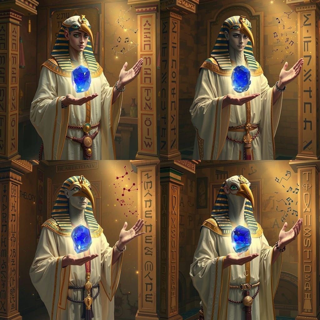 Egyptian God Thoth in Alchemy Lab Setting, Muscula... - AI Art