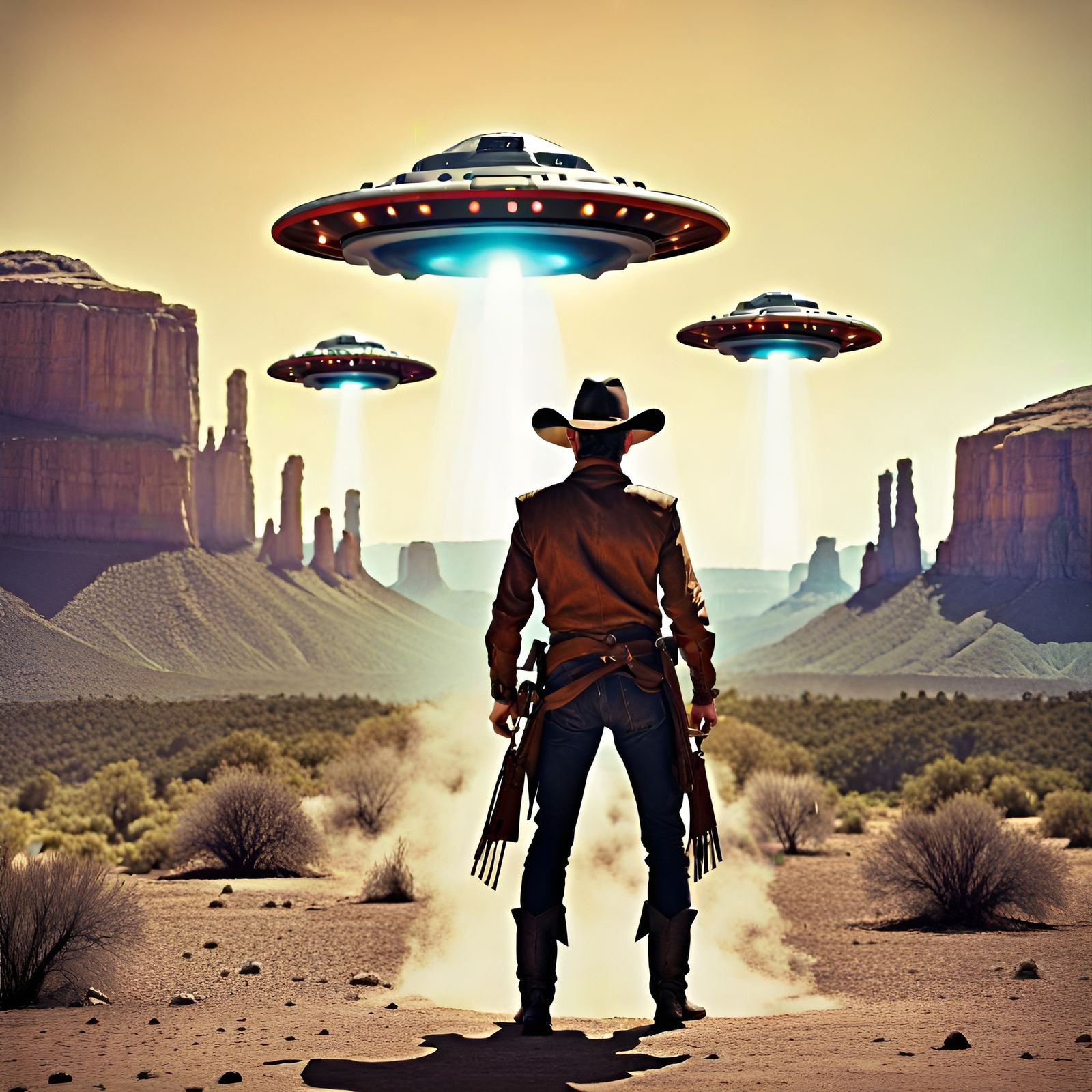 Cowboys vs Aliens - AI Generated Artwork - NightCafe Creator