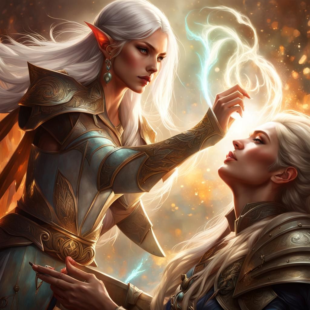 female elf healer with white hair - AI Generated Artwork - NightCafe ...