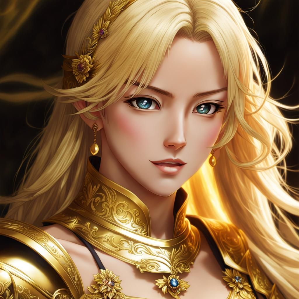Golden Armour Beautiful Anime Blonde Maiden Portrait Ai Generated Artwork Nightcafe Creator
