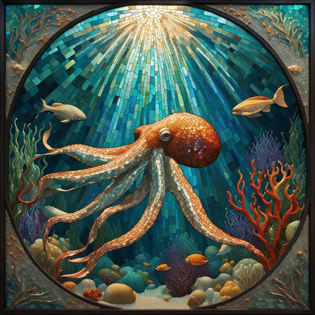 Mosaic octopus - AI Generated Artwork - NightCafe Creator