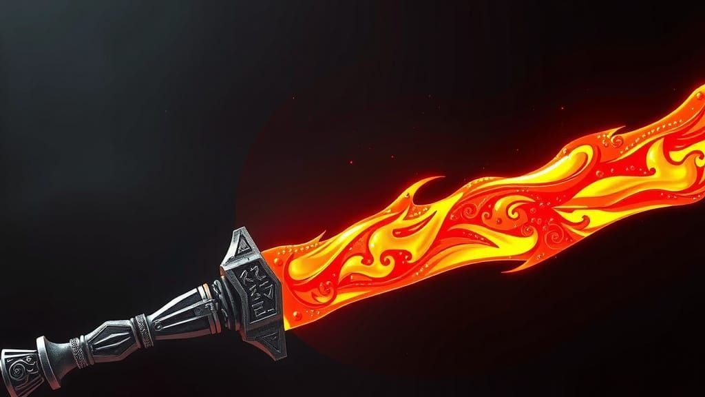 Cyberpunk Sword in Obsidian Hilt with Molten Orang... - AI Art