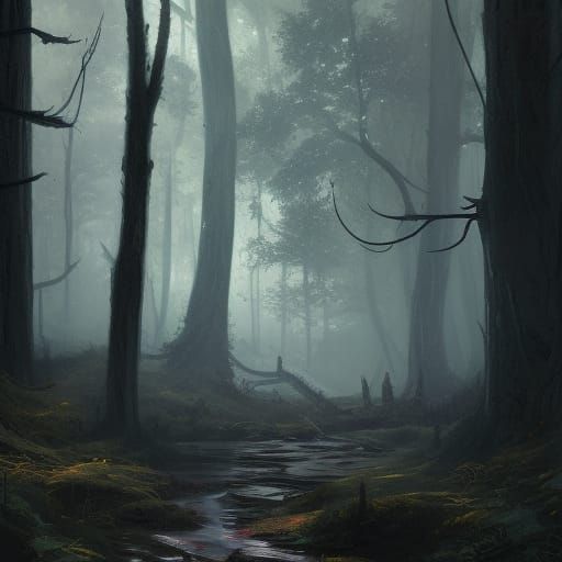 Something foreboding lurks in the woods. - AI Generated Artwork ...