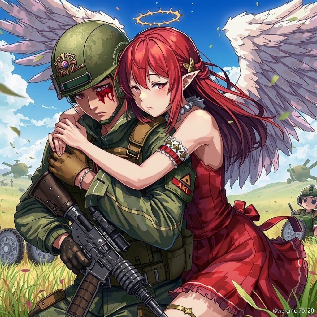 Anime Angel Brings Serenity to Wounded Soldier on ... - AI Art