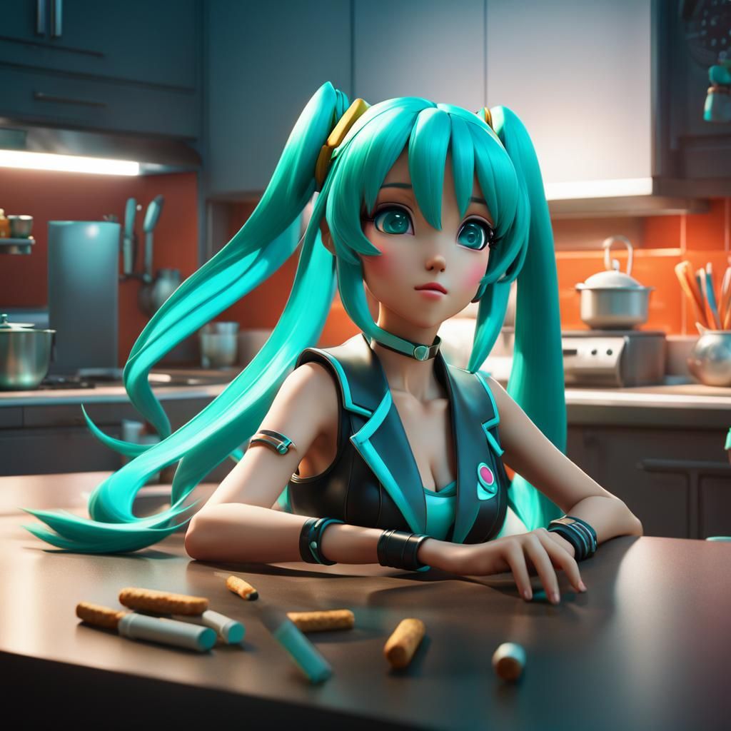 Hatsune Miku study 2 - AI Generated Artwork - NightCafe Creator