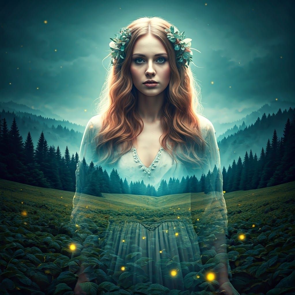 Ethereal Fantasy Portrait in Whimsical Forest - AI Art