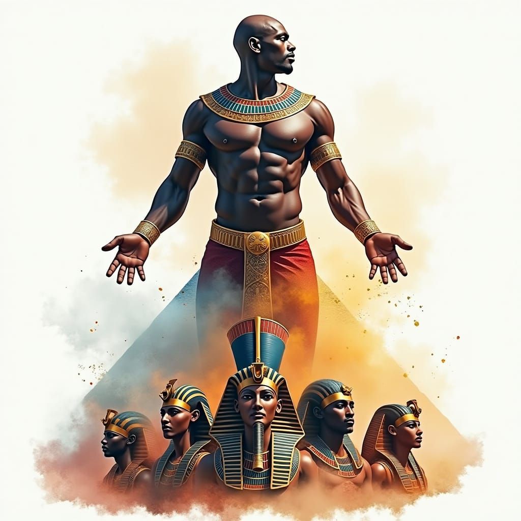 Portrait of Black Adam, standing in a dynamic pose. Double exposure ...