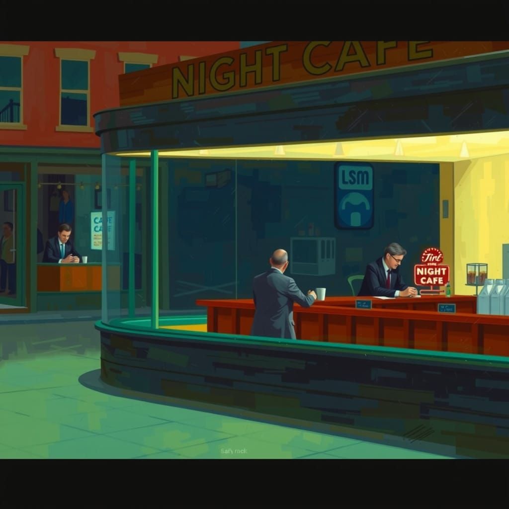 "Nighthawks" at NightCafé - "Nighthawks" at NightCafé