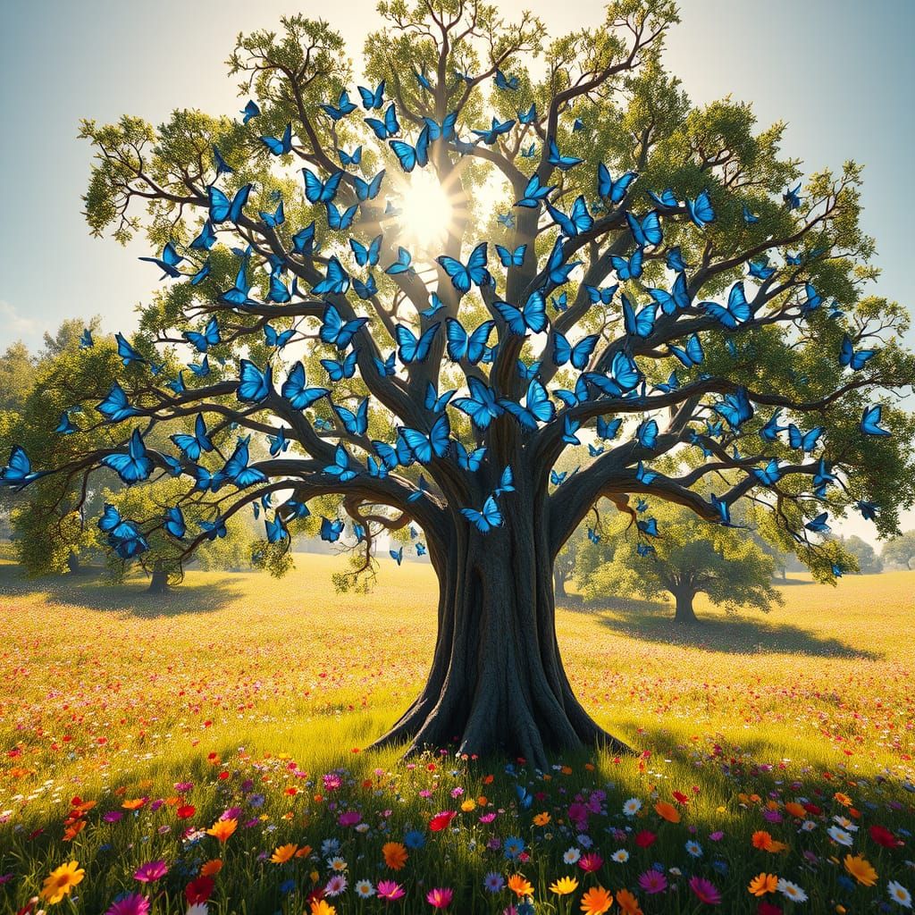 Morpho's in Migration - Surreal Summer Scene with Iridescen...