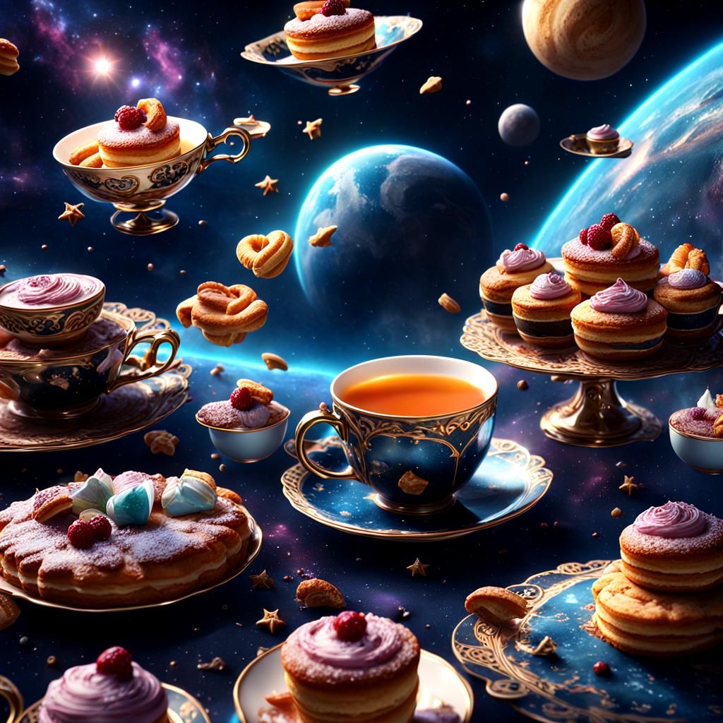 Tea time in outer space - AI Generated Artwork - NightCafe Creator