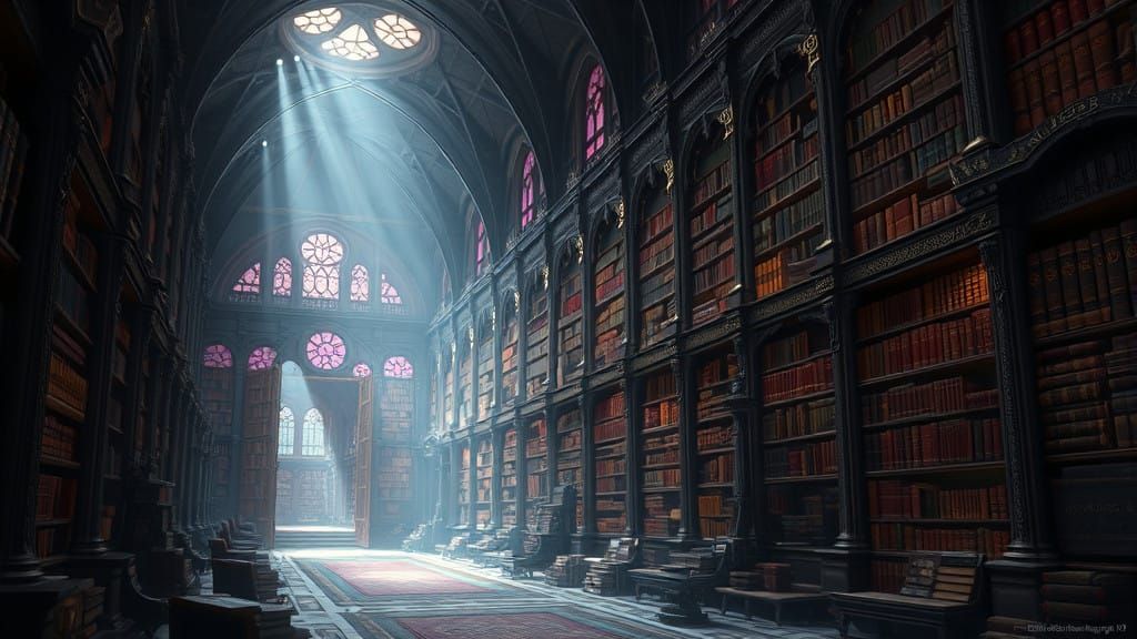 Dark Fantasy Library Masterpiece in Intricately De... - AI Art