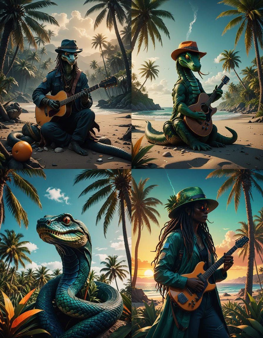 Year of the snake - Reggae Snake Serenades on a Tropical Bea...